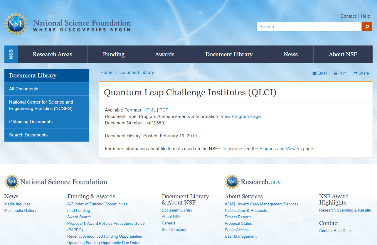 Quantum Leap Challenge Institutes (QLCI) - National Quantum Initiative Quantum Leap Challenge Institutes (QLCI) - National Quantum Initiative
