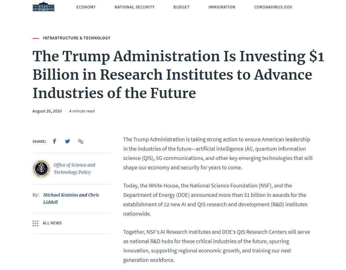 The Trump Administration Is Investing $1 Billion in Research Institutes ...