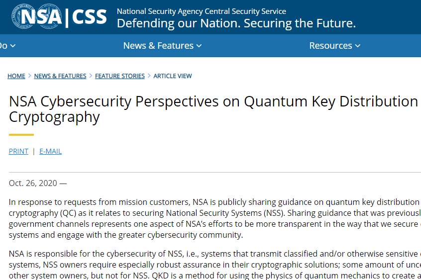 NSA Cybersecurity Perspectives on Quantum Key Distribution and Quantum ... NSA Cybersecurity Perspectives on Quantum Key Distribution and Quantum ...