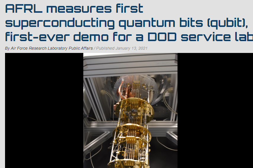 AFRL measures first superconducting quantum bits (qubit), first-ever demo for a DOD service lab ...