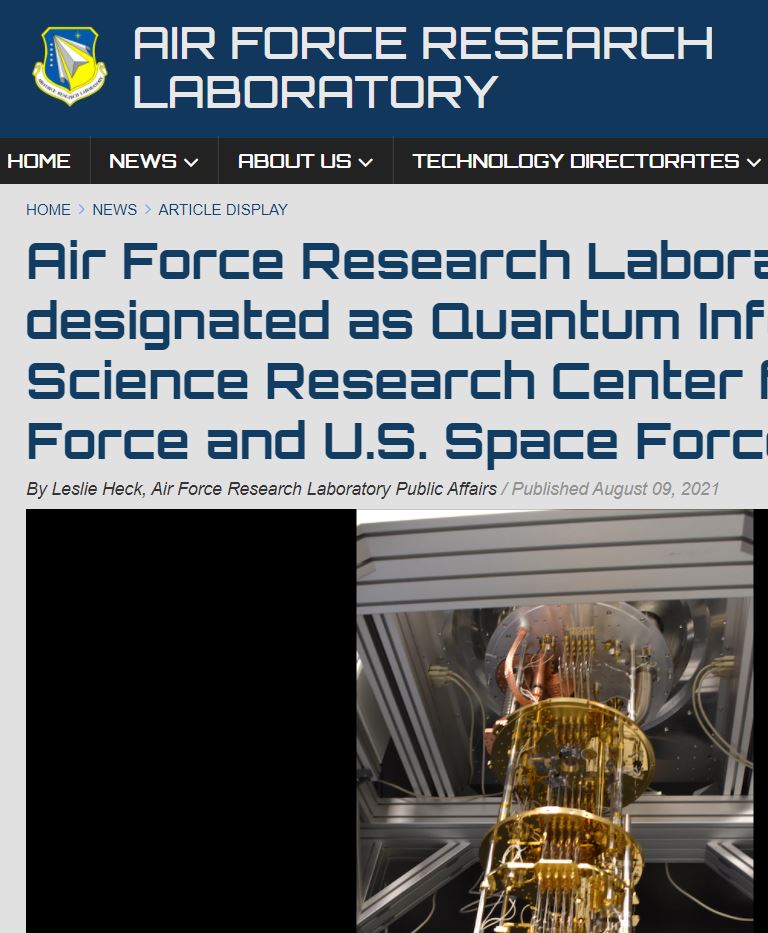 AFRL Designated as a QIS Research Center - National Quantum Initiative