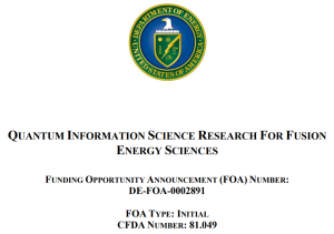 DOE Funding Quantum Information Science Research for Fusion Energy ...